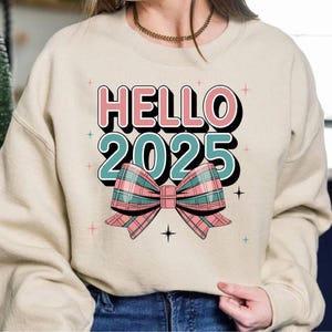 Retro Plaid Bow Hello 2025 PNG Festive New Year Digital Design Design ...