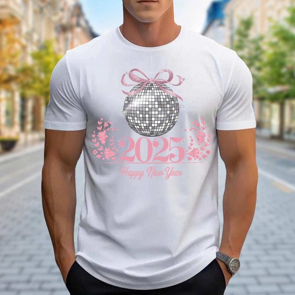 2025 Disco Ball With Pink Sparkle Bow New Year Digital PNG Use for ...