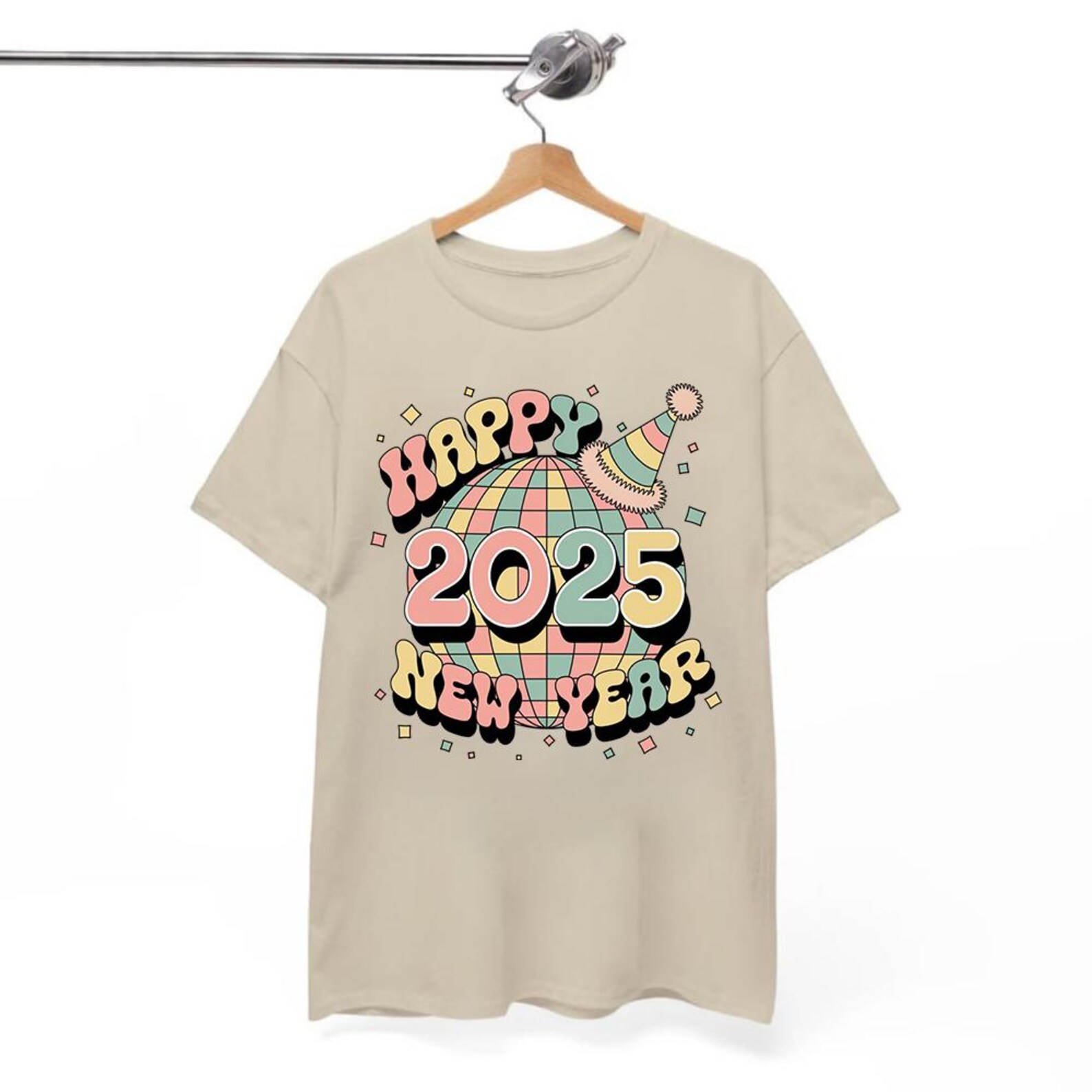 Happy New Year 2025 Retro Disco Ball PNG Festive Pastel Party Design ...
