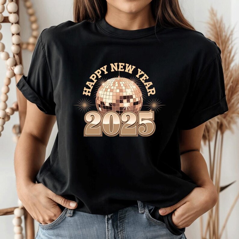 Golden Disco Ball happy New Year 2025 PNG Design Perfect for Wall Art ...