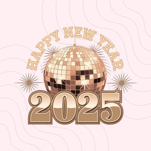 Golden Disco Ball happy New Year 2025 PNG Design Perfect for Wall Art ...