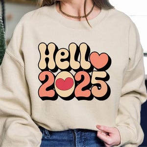 Hello 2025 PNG Heartfelt Retro New Year Design for Creative Projects ...