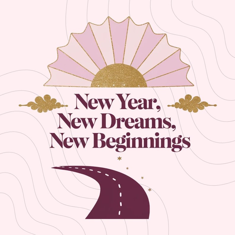 New Year Dreams & Beginnings PNG Sunrise Sublimation Design Create ...