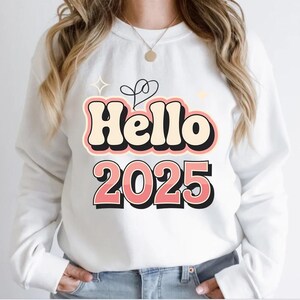 Hello 2025 PNG Retro Groovy New Year Digital Design for Sublimation ...