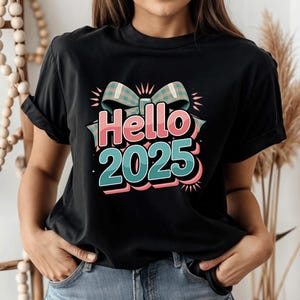 Hello 2025 Plaid Bow PNG Festive New Year Digital Design Perfect for ...
