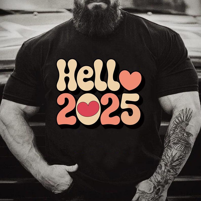 Hello 2025 PNG Heartfelt Retro New Year Design for Creative Projects ...