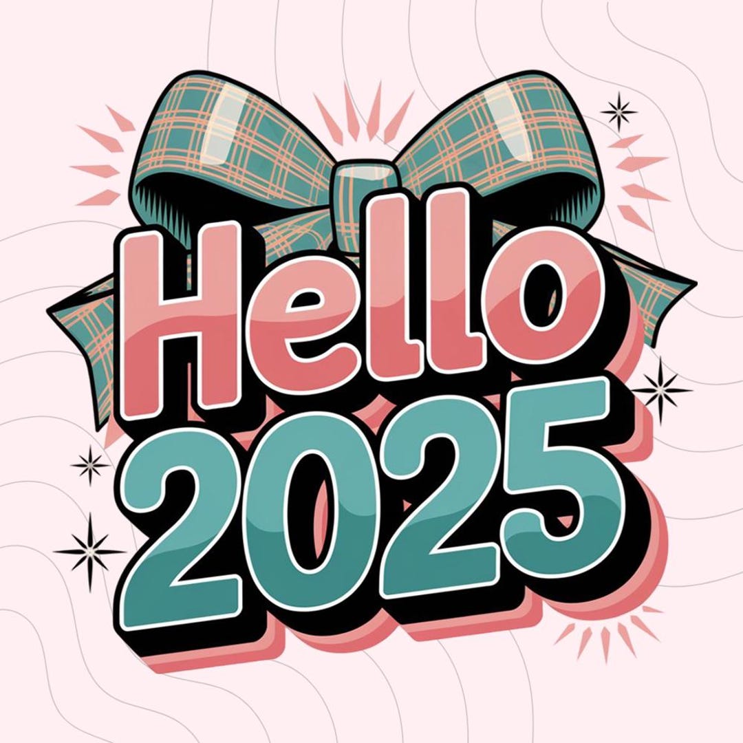 Hello 2025 Plaid Bow PNG Festive New Year Digital Design Perfect for ...