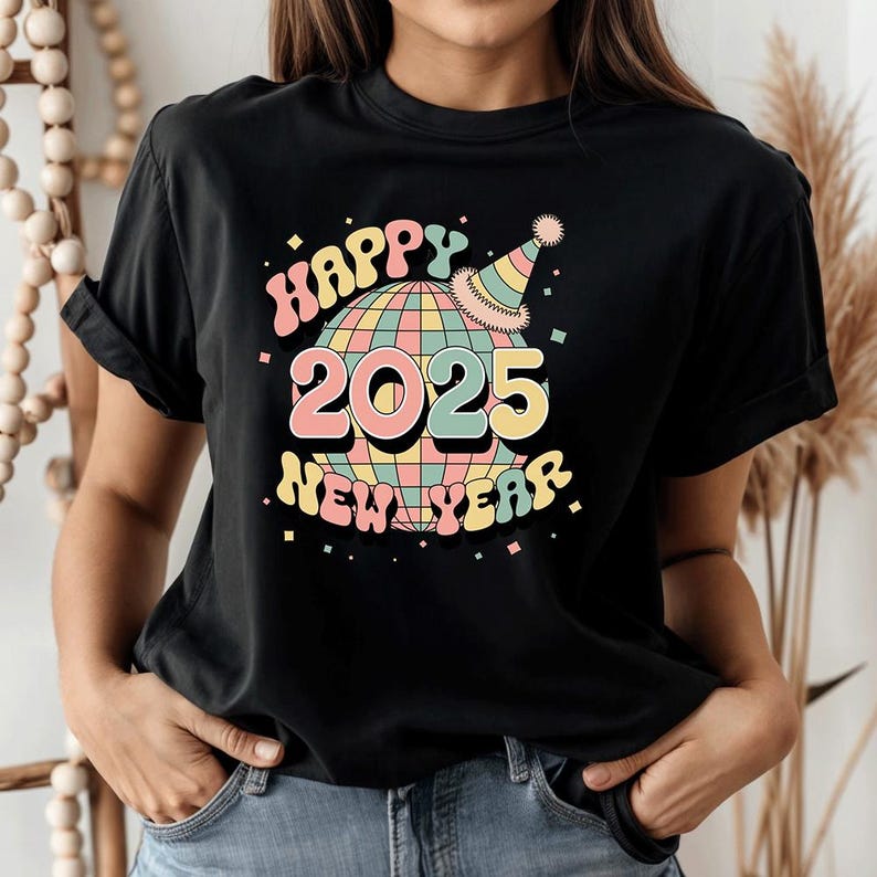 Happy New Year 2025 Retro Disco Ball PNG Festive Pastel Party Design ...