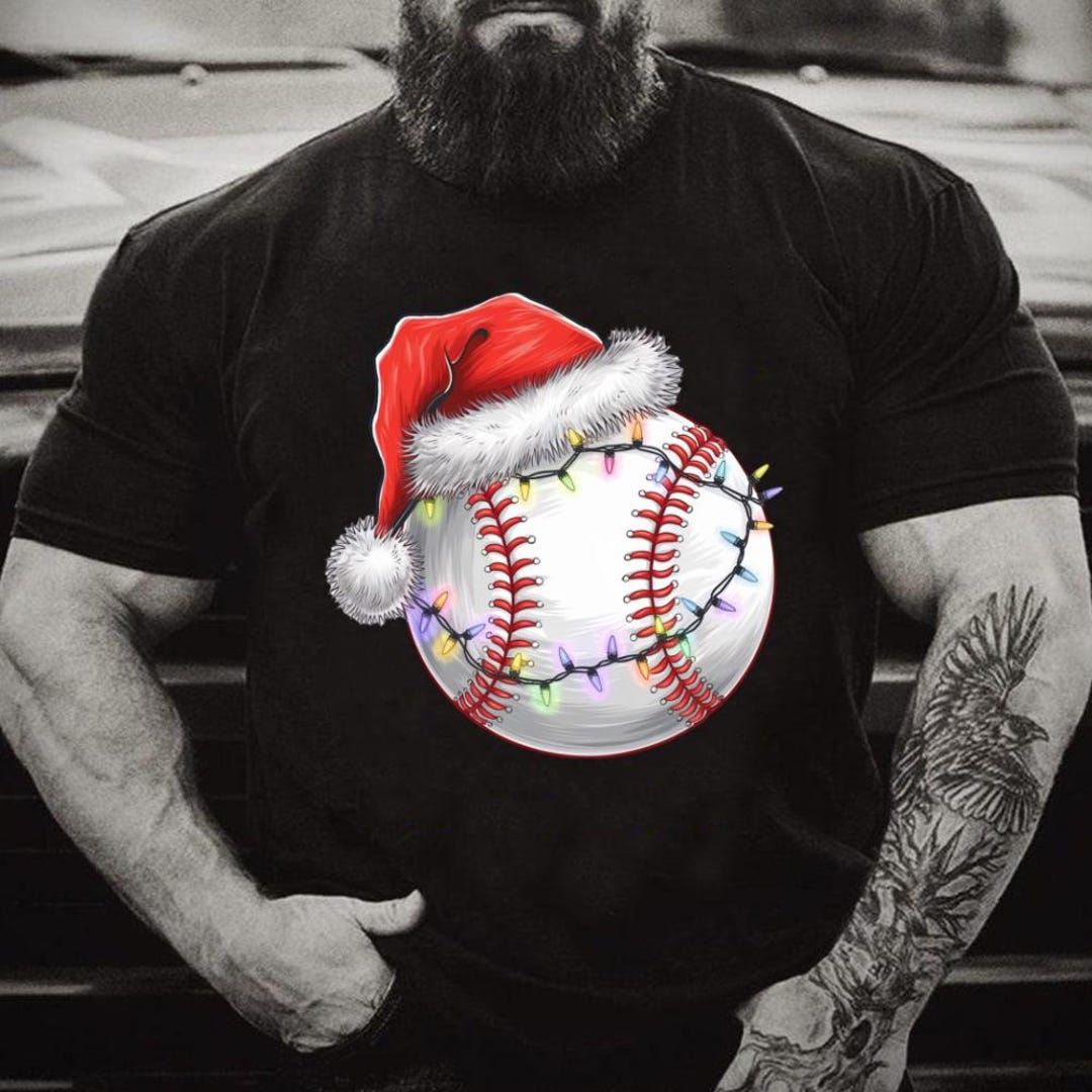 Baseball Christmas PNG Festive Baseball With Santa Hat and Holiday ...