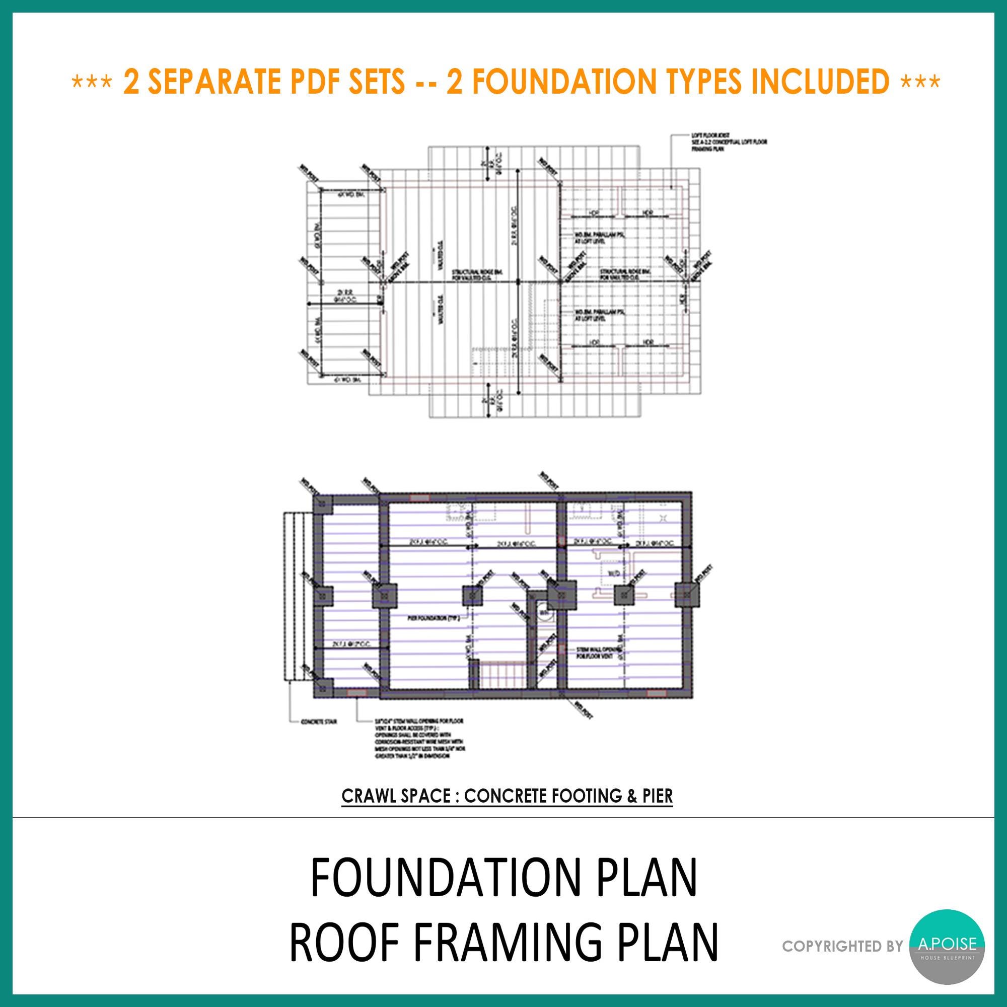 21'x32' House Plans - Cabin Plan Blueprint, Small House Floor Plan (PDF ...