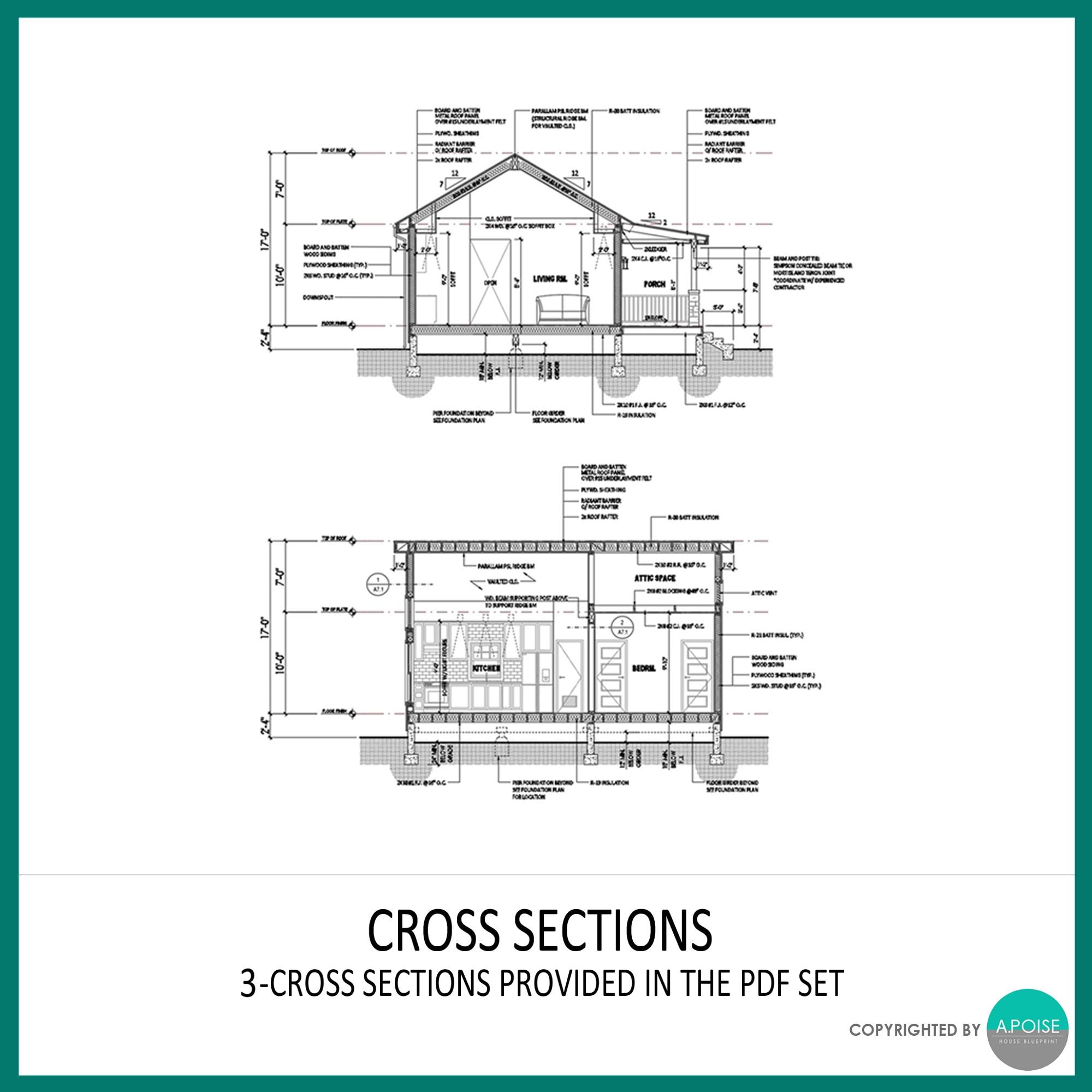 31'x21' Tiny House Plans 1bedroom Cabin - Small Cottage House Design ...