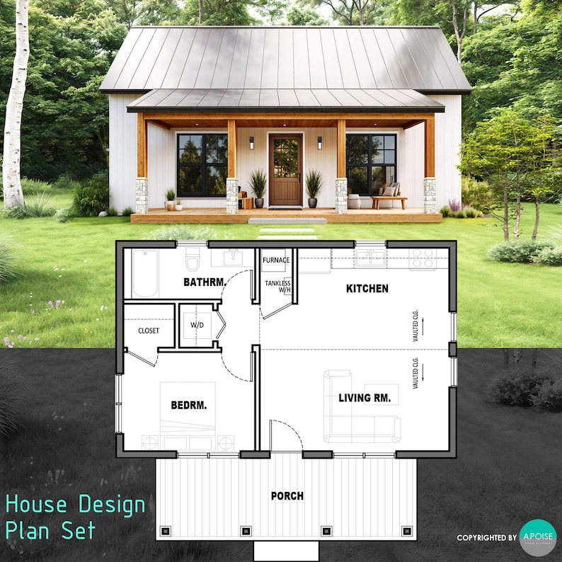 31'x21' Tiny House Plans 1bedroom House W/porch - House Floor Plans ...