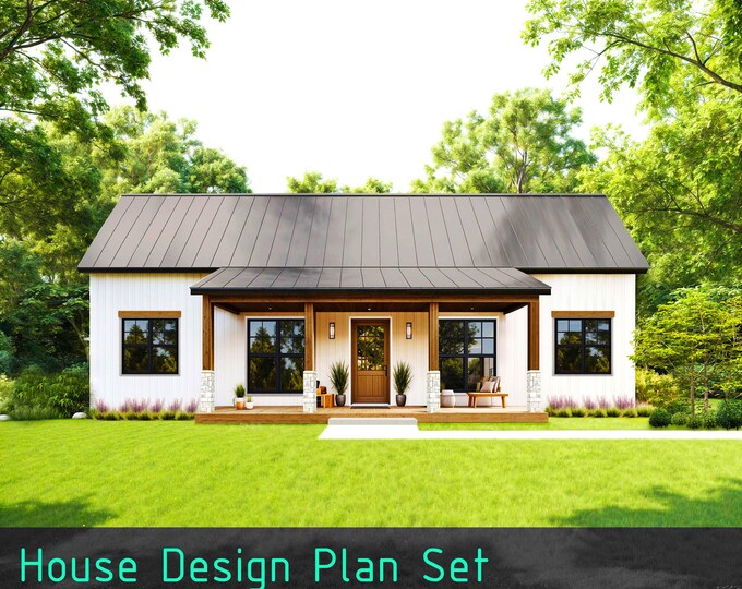 30' X 46' Modern Lean Cottage Architectural Plans - Custom 1380SF 3 ...