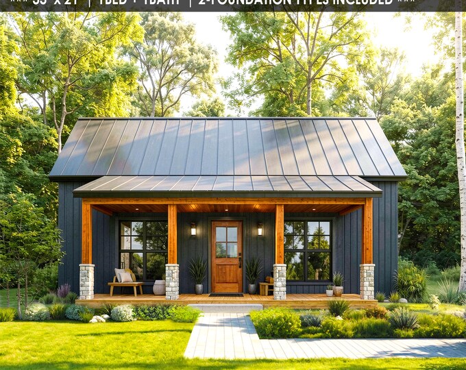 31'x21' Tiny House Plans 1bedroom House W/porch - House Floor Plans ...