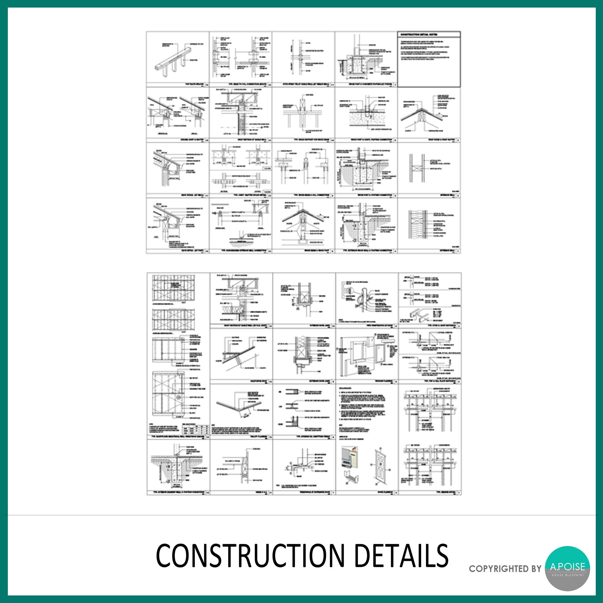 Farmhouse Plans - 56'x27' 3 Bedroom House Architectural Plan Set ...