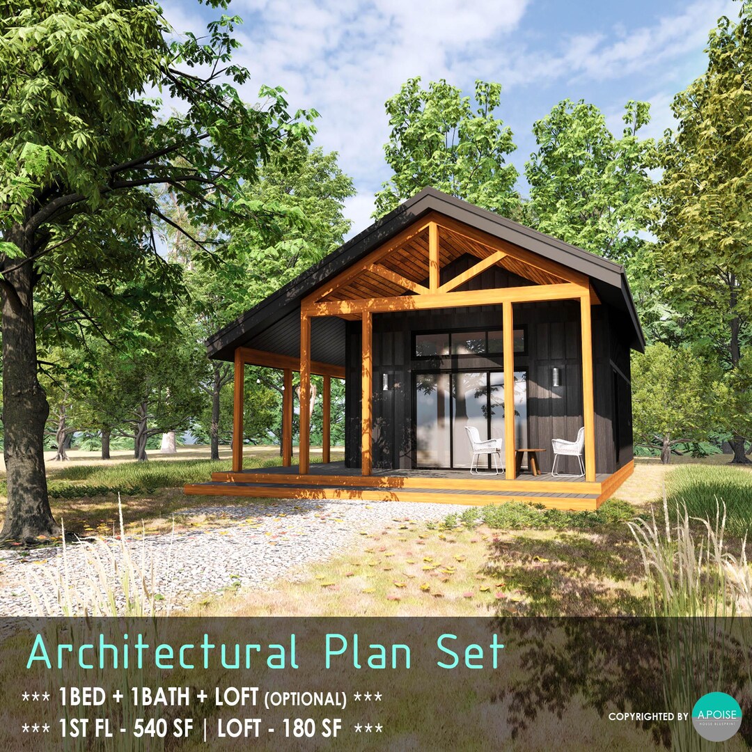 Cabin House Plans PDF W/loft 20'X27' Architectural Plan Set Custom ...