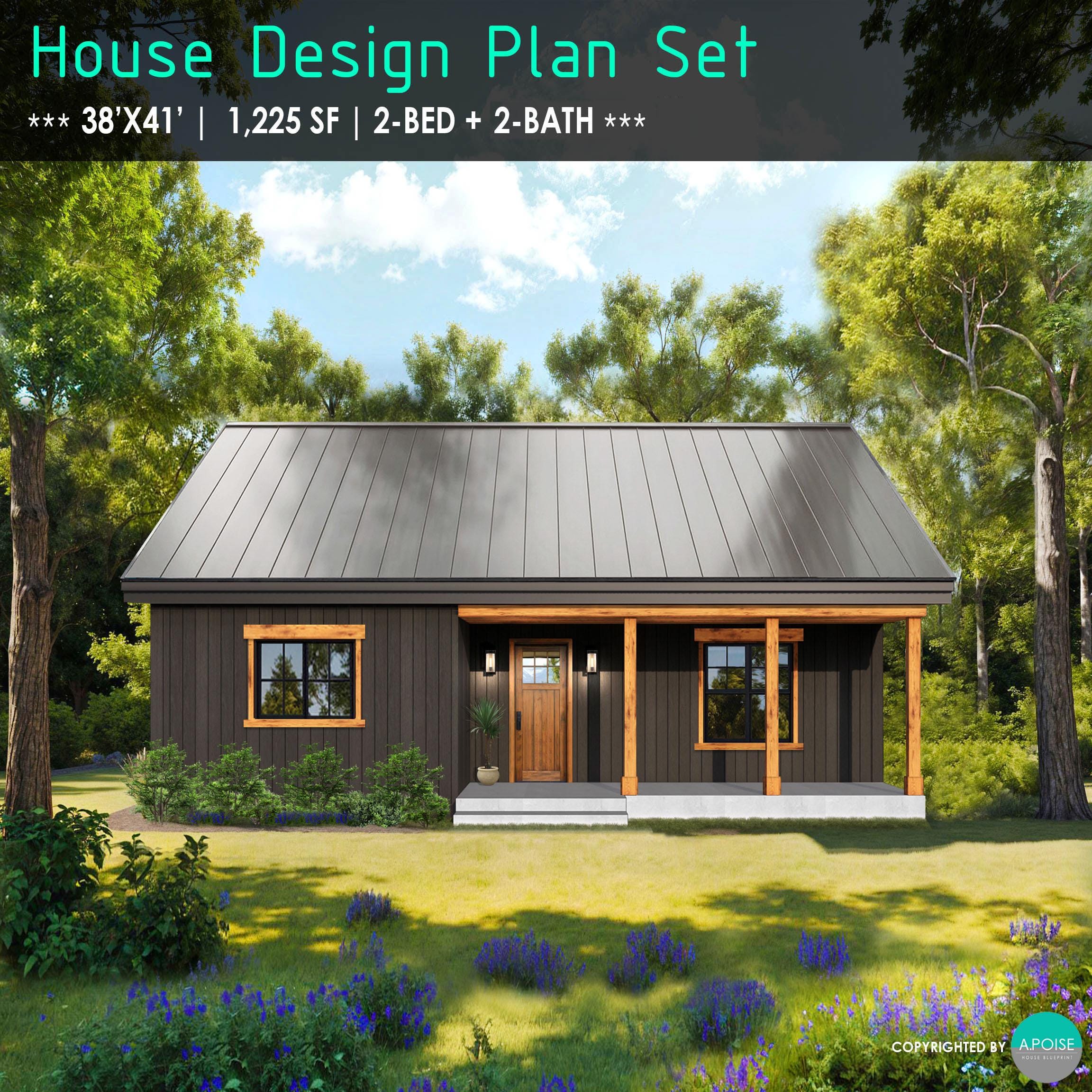 Modern Small House Plans 2bed 2bath Small Cabin Plan W/porch House ...
