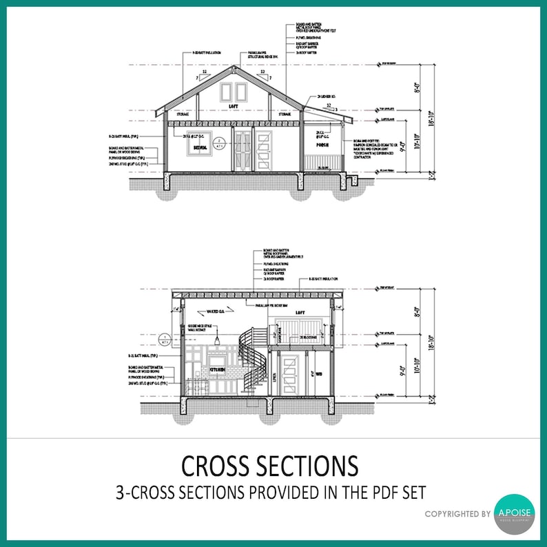 Cabin Plans With Loft 27'x26' House Plan Set - Custom Tiny House 970SF ...