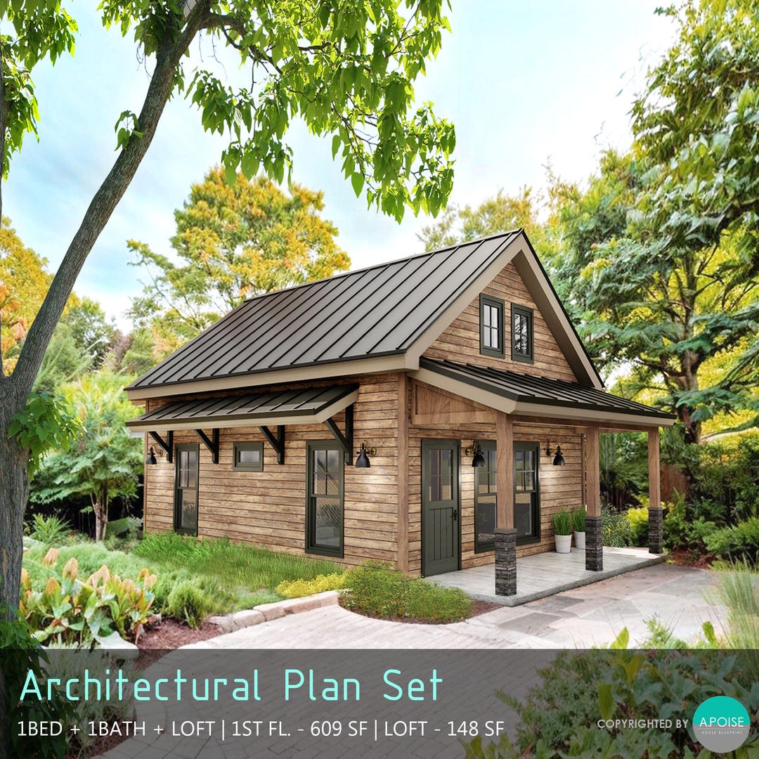 Cabin House Plans PDF W/loft 21'x29' Architectural Plan Set Custom Tiny ...
