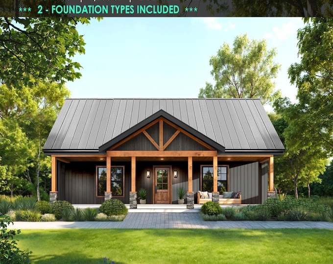 4bed 2bath House Plans 56'x33' Floor Plan - Modern Farmhouse 1,848SF ...