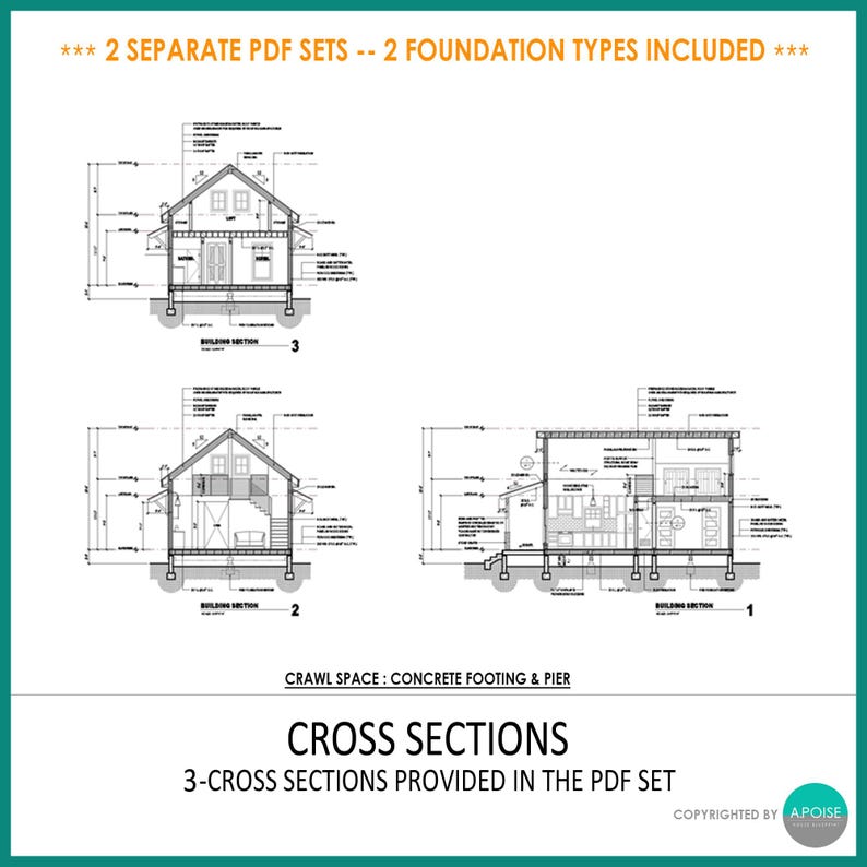 21'x32' House Plans - Cabin Plan Blueprint, Small House Floor Plan (PDF ...