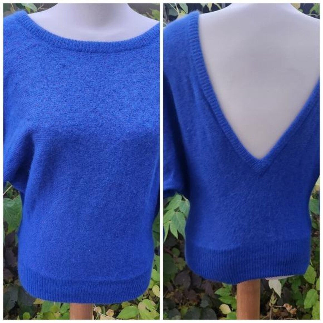 Lurex Angora Lambswool V Back Sweater Sparkle Knit Dolman Sleeve ...