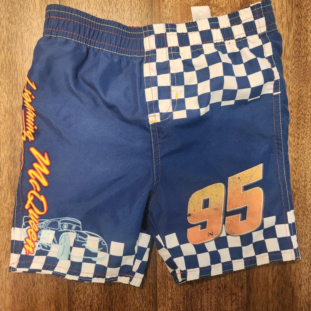 Disney Pixar Cars Lightning Mcqueen Boys Swim Trunks Size 18M Blue ...