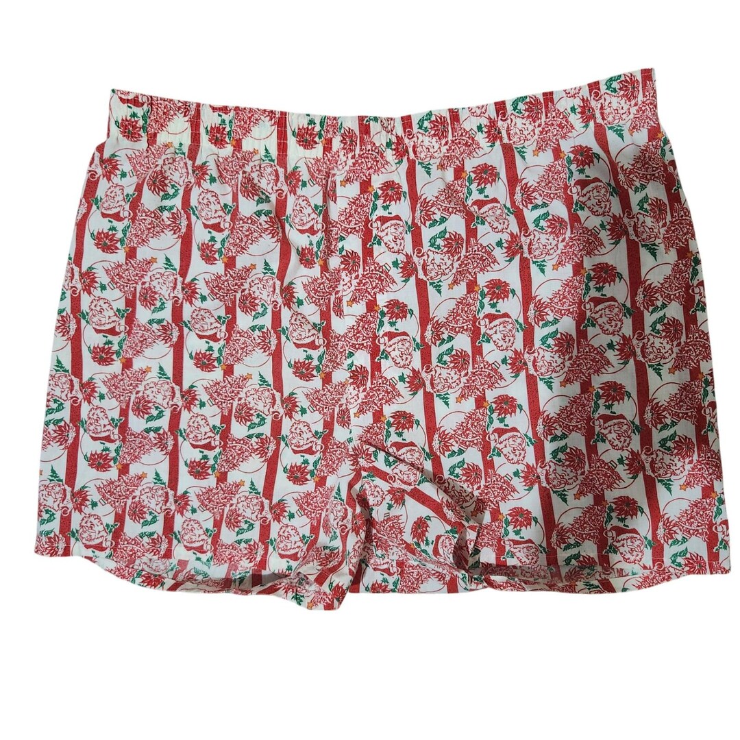 Vintage 70s Novelty Christmas Santa Boxer Shorts Red Striped Medium ...