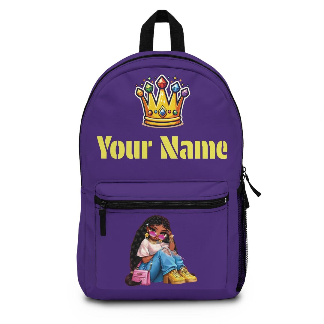 Afro Puff Girl Backpack Customizable Personalized Bag Unique Black Girl ...
