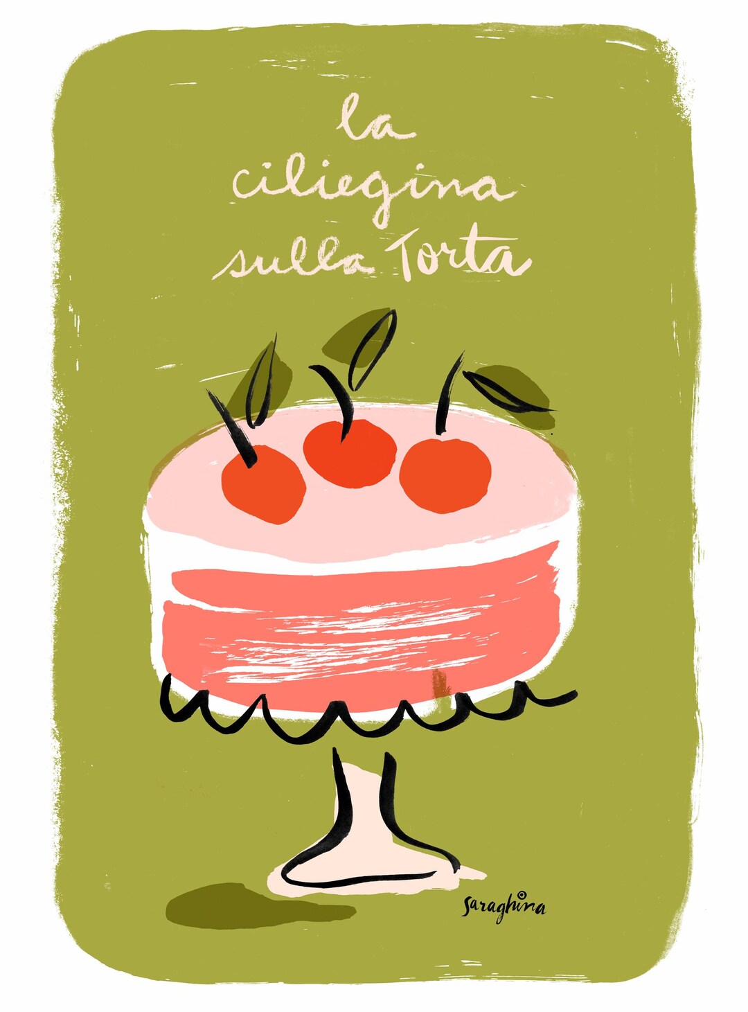 Torta Print- Bakery Cake Giclee Poster Print, Ink Drawing, Italian Food ...