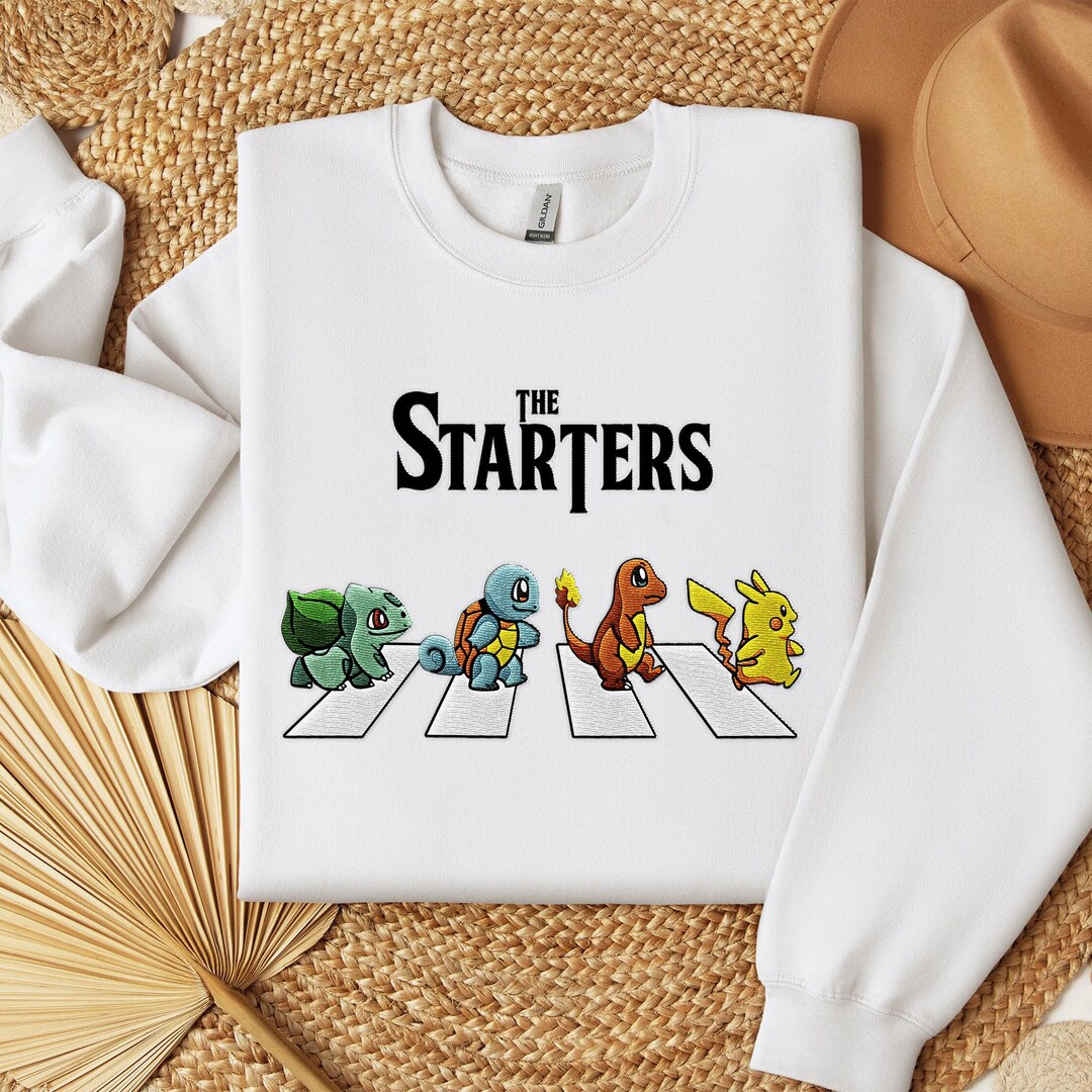 The Starters PKM Characters Embroidered Sweatshirt, Anime Embroidered ...