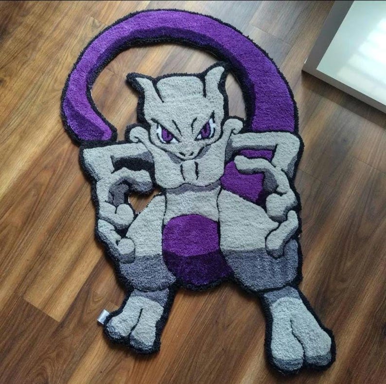 Custom Rug Mewtwo Gift Purple Grey - Etsy