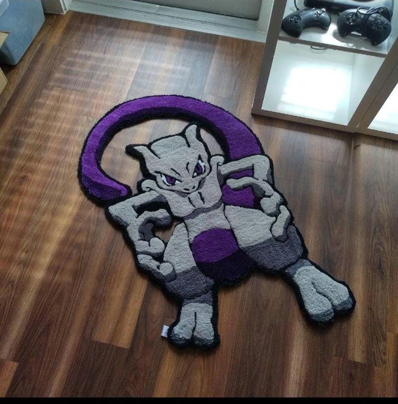 Custom Rug Mewtwo Gift Purple Grey - Etsy