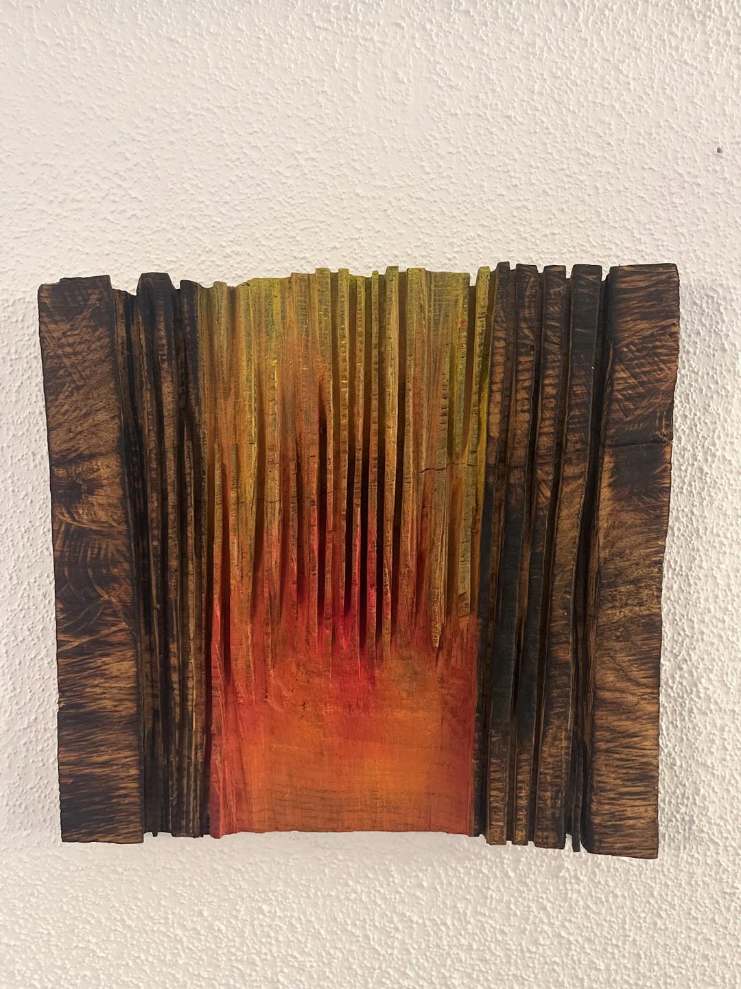 Abstract Oil Painting on Wooden Panel Oak Wood Contemporary Art Mural ...