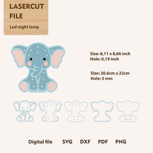 Led Night Light Lamp Elephant, Night Light for Kids Digital File ...