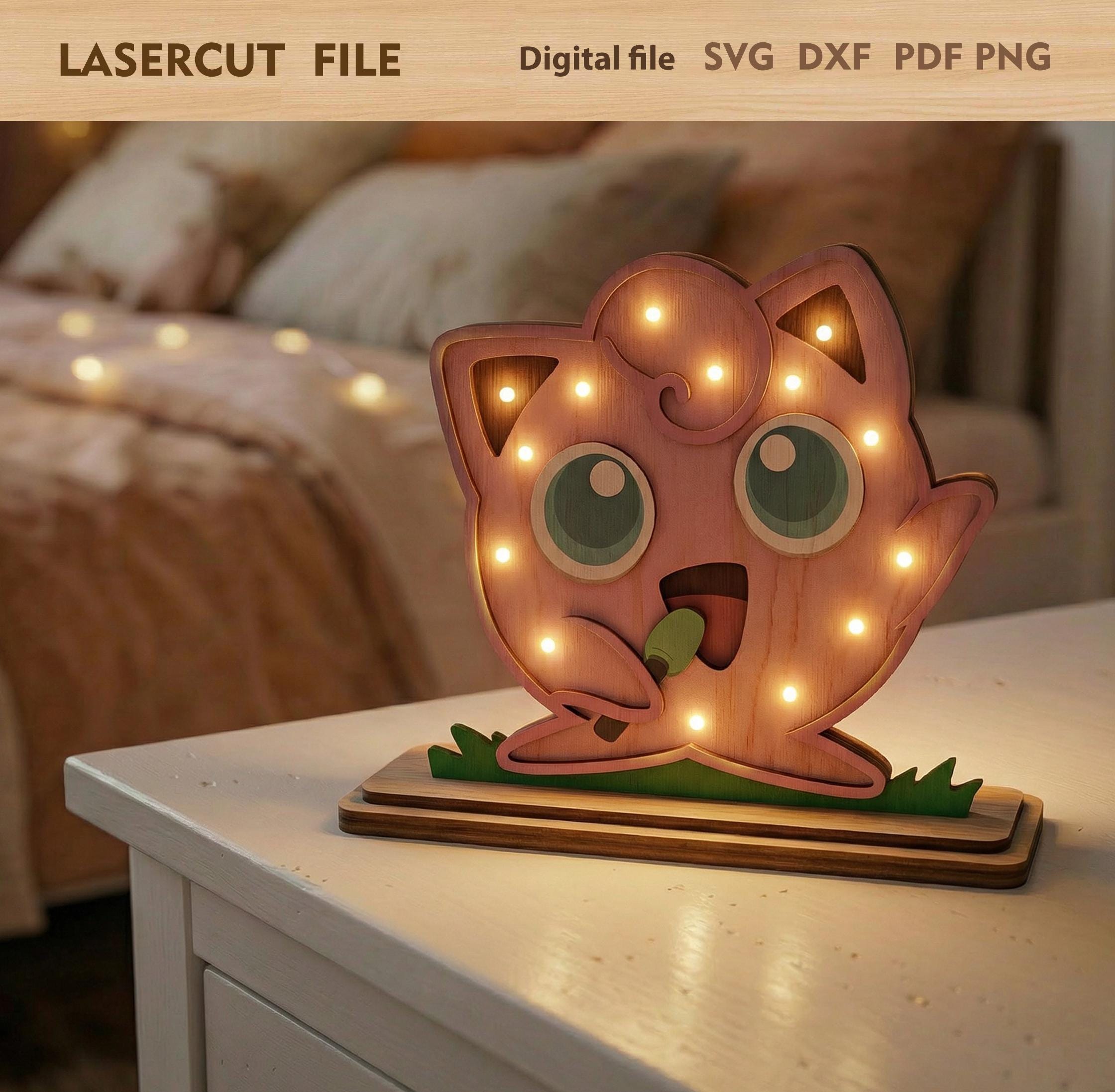 Pokemon Night Light Laser Cut File, Pikachu Digital Files, Nursery ...