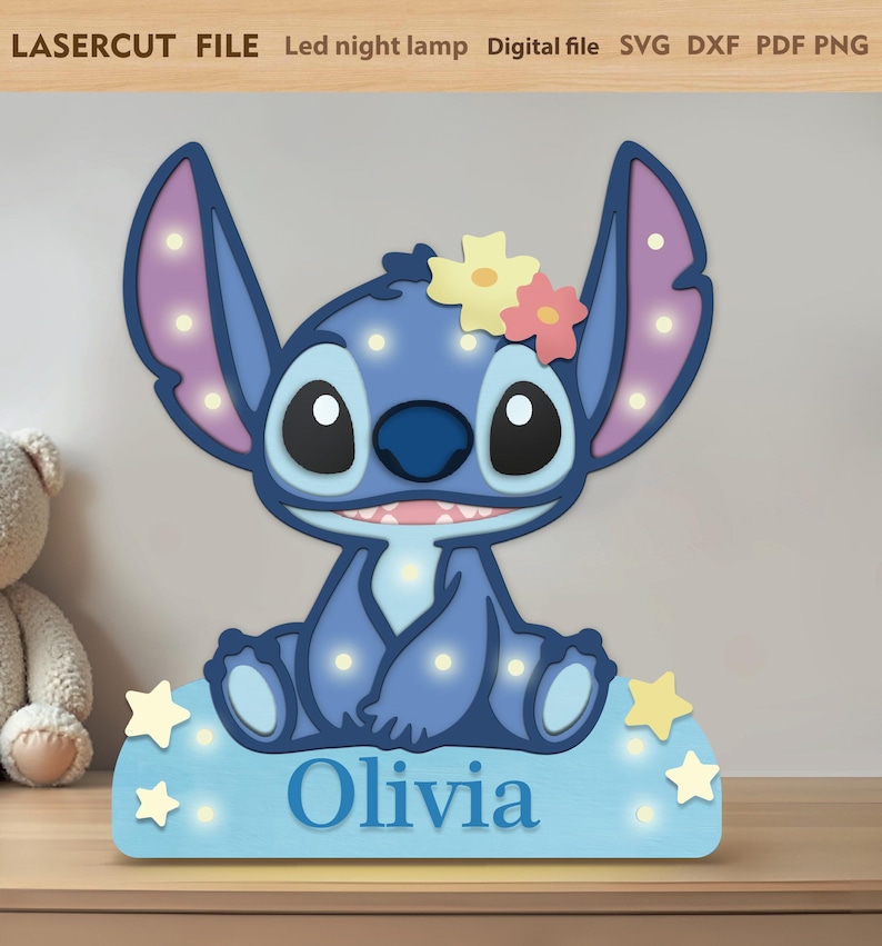 Customizable Night Light Stitch, Stitch Laser Cut Files, Nursery Decor ...