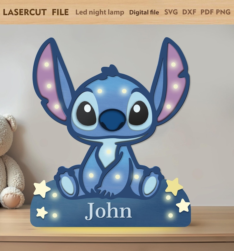 Customizable Night Light Stitch, Stitch Laser Cut Files, Nursery Decor ...