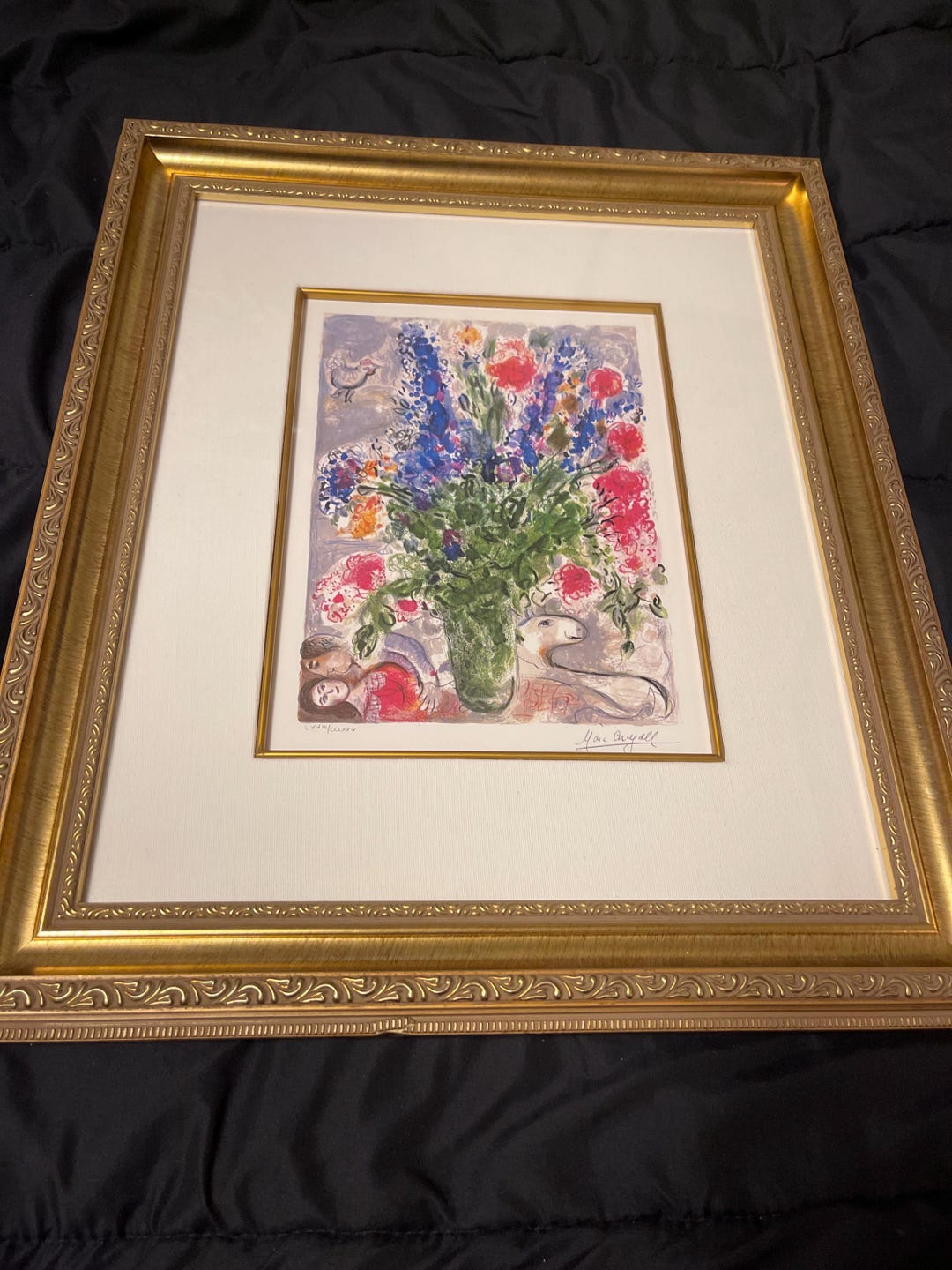 Marc Chagall Signed Framed "les Lupins Bleu" W/coa #68/275 Giclee - Etsy
