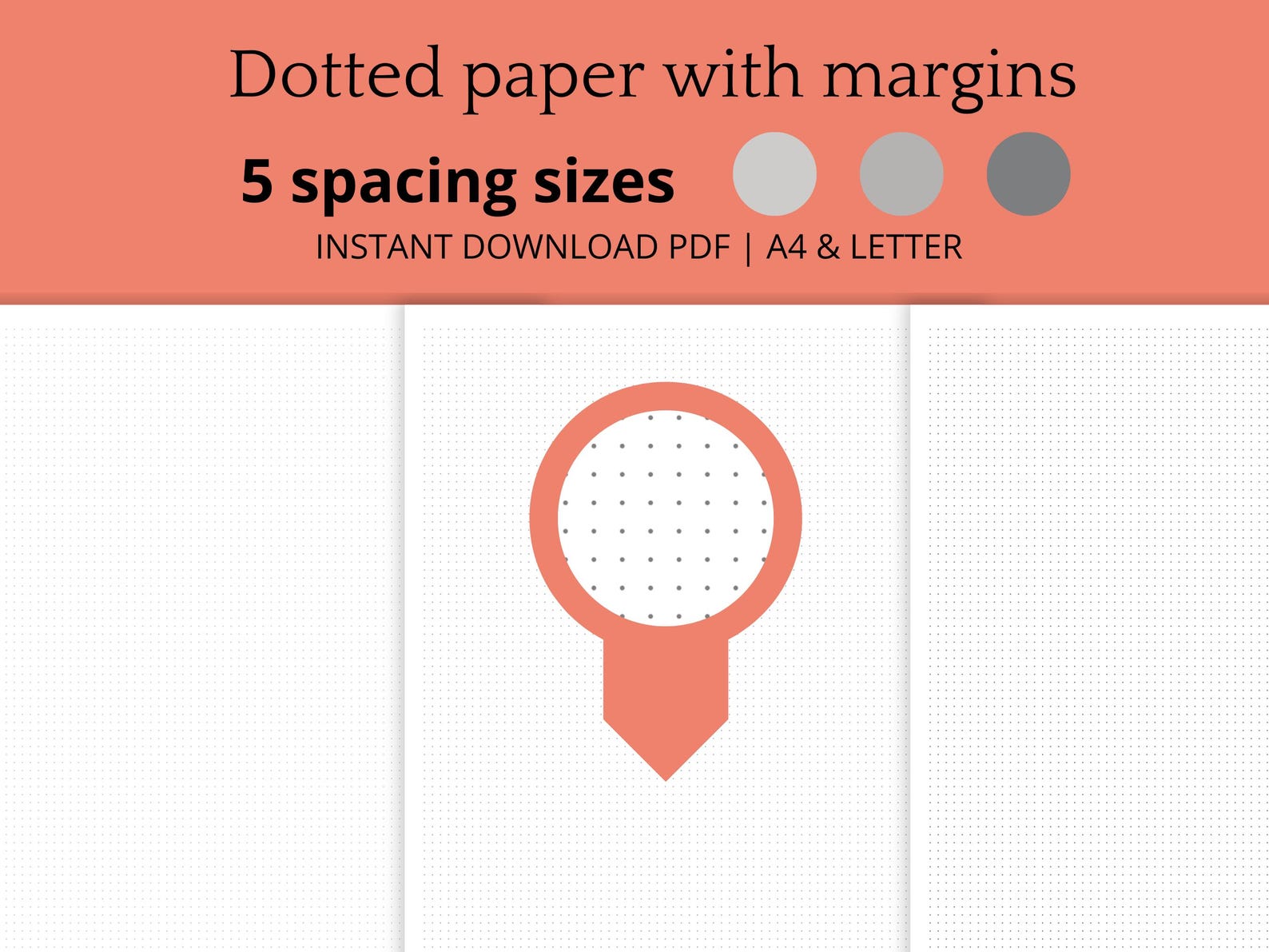 Dotted Paper With Margins Printable Pdfs A4 & Letter | Instant Download ...
