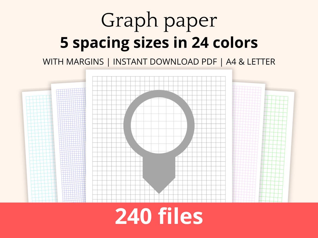 Graph Paper With Margins Printable Pdfs A4 & Letter Instant Download ...
