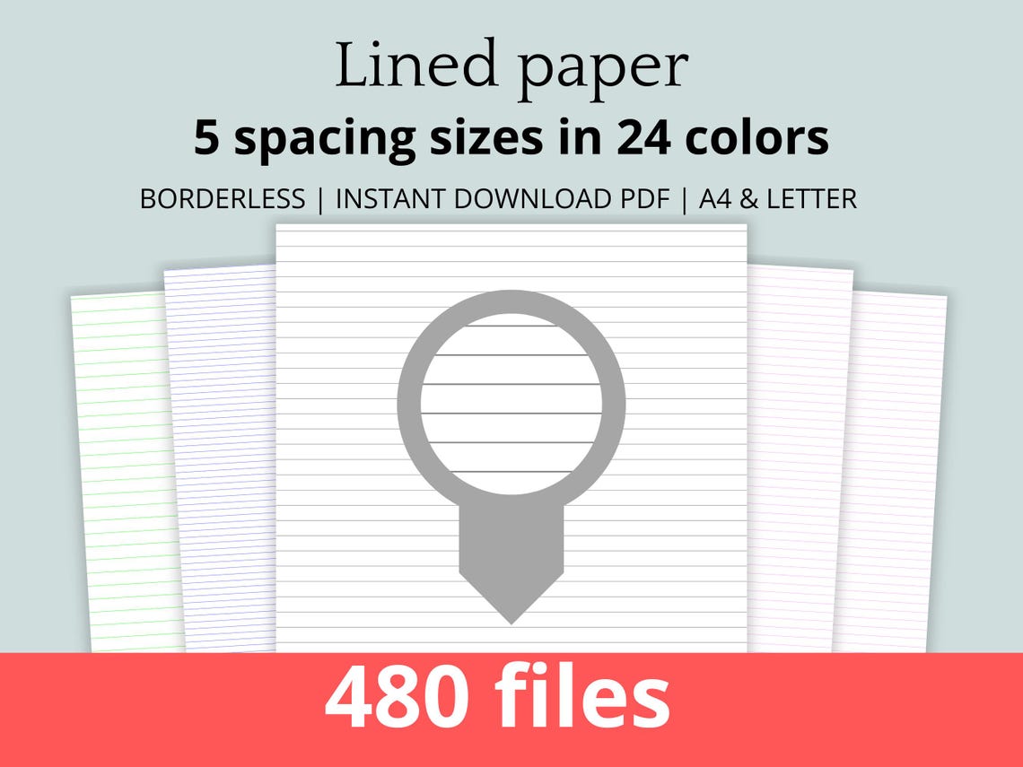 Lined Paper Printable | 24 Colors, A4 & Letter (PDF) - Etsy
