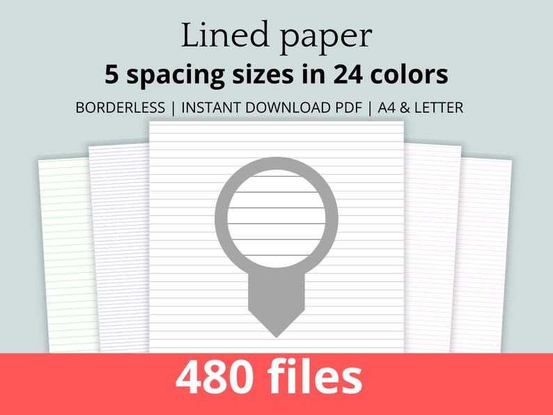 Lined Paper Borderless Printable Pdfs Portrait Landscape A4 & Letter ...