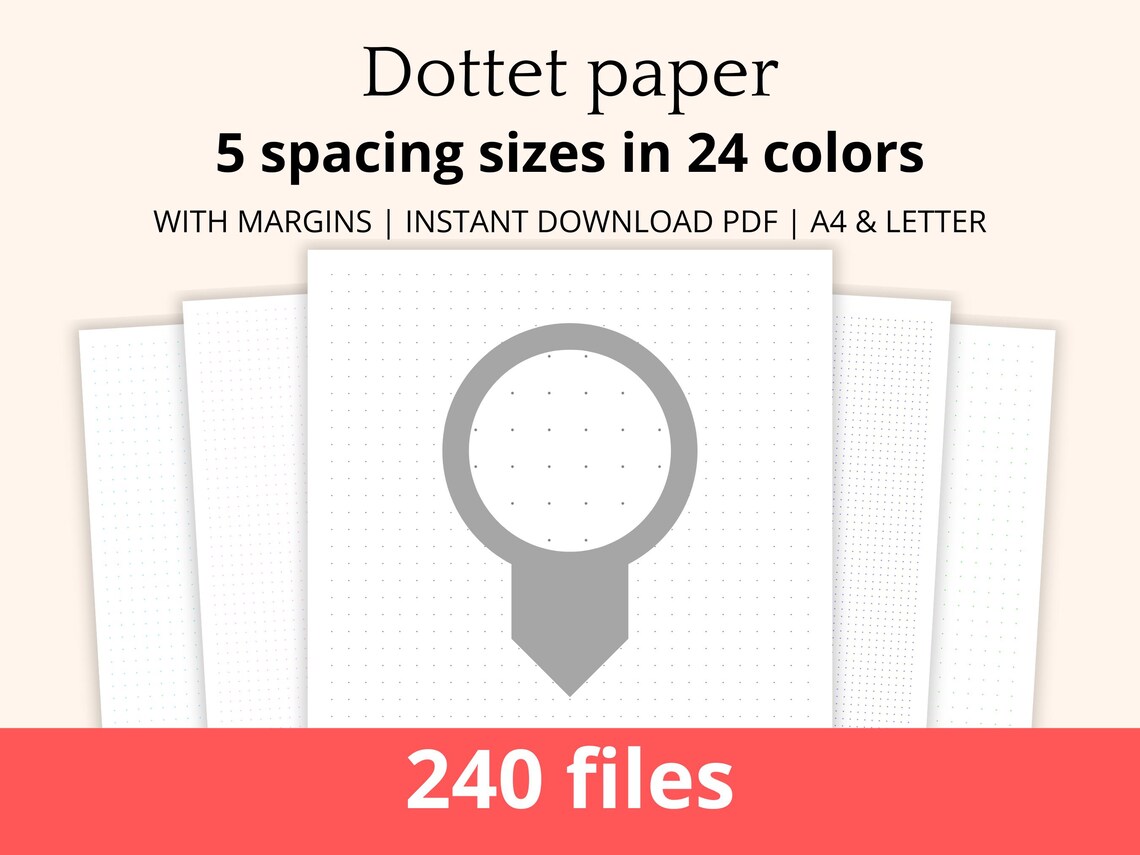 Dotted Paper With Margins Printable Pdfs A4 & Letter | Instant Download ...