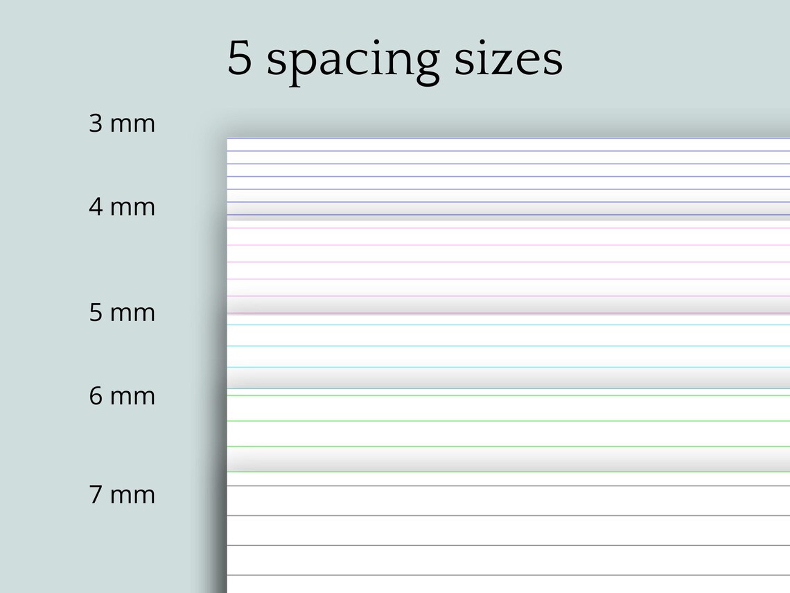 Lined Paper Borderless Printable Pdfs Portrait Landscape A4 & Letter ...