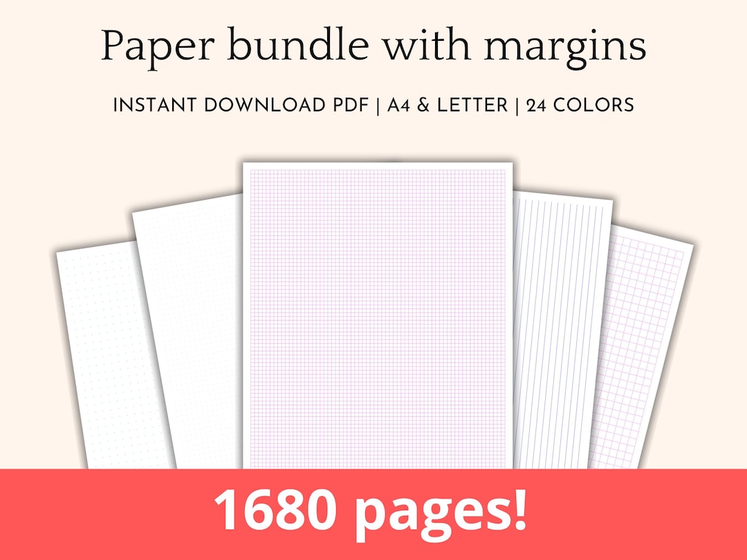 Ultimate Bundle Printable Portrait & Landscape With Margins Paper Pdfs ...