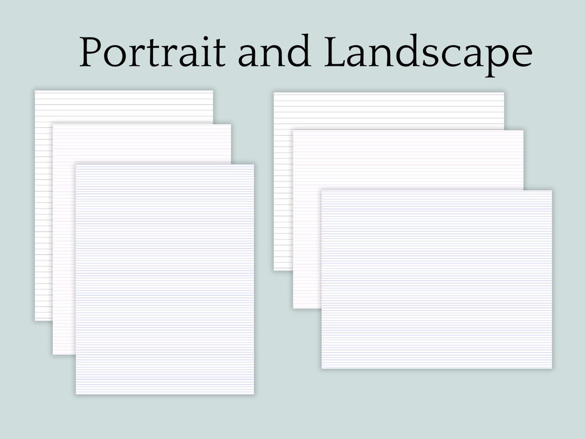 Lined Paper Borderless Printable Pdfs Portrait Landscape A4 & Letter ...
