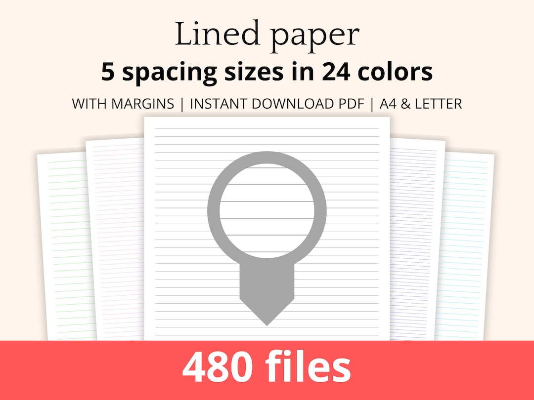 Lined Paper With Margins Printable Pdfs Portrait Landscape A4 & Letter ...