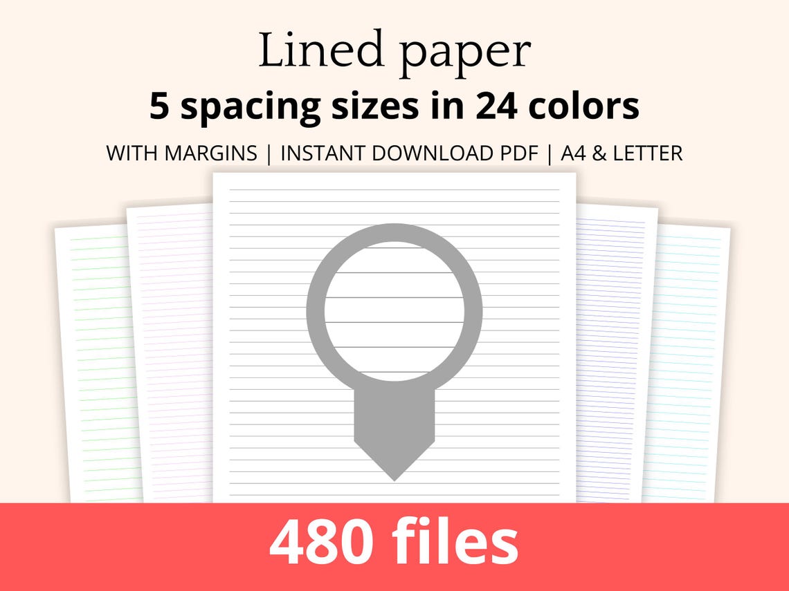 Lined Paper With Margins Printable Pdfs Portrait Landscape A4 & Letter ...