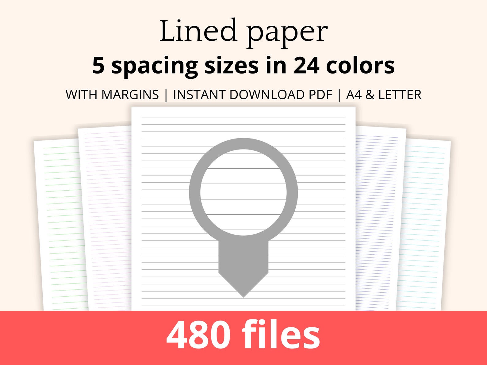 Lined Paper With Margins Printable Pdfs Portrait Landscape A4 & Letter ...